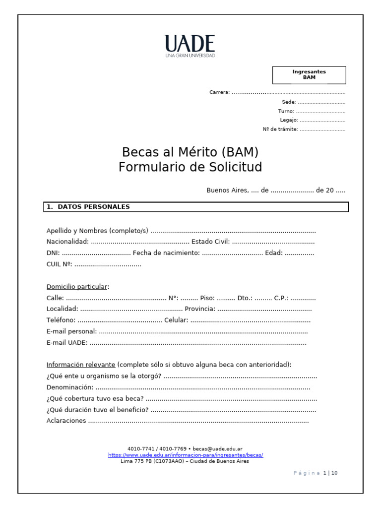 Formulario de Solicitud de Beca Al Mérito Ingresantes Nuevo | PDF | Beca
