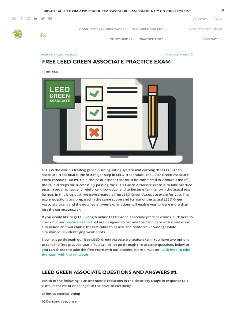 Free LEED Green Associate Practice Exam - Projectific, Inc | PDF