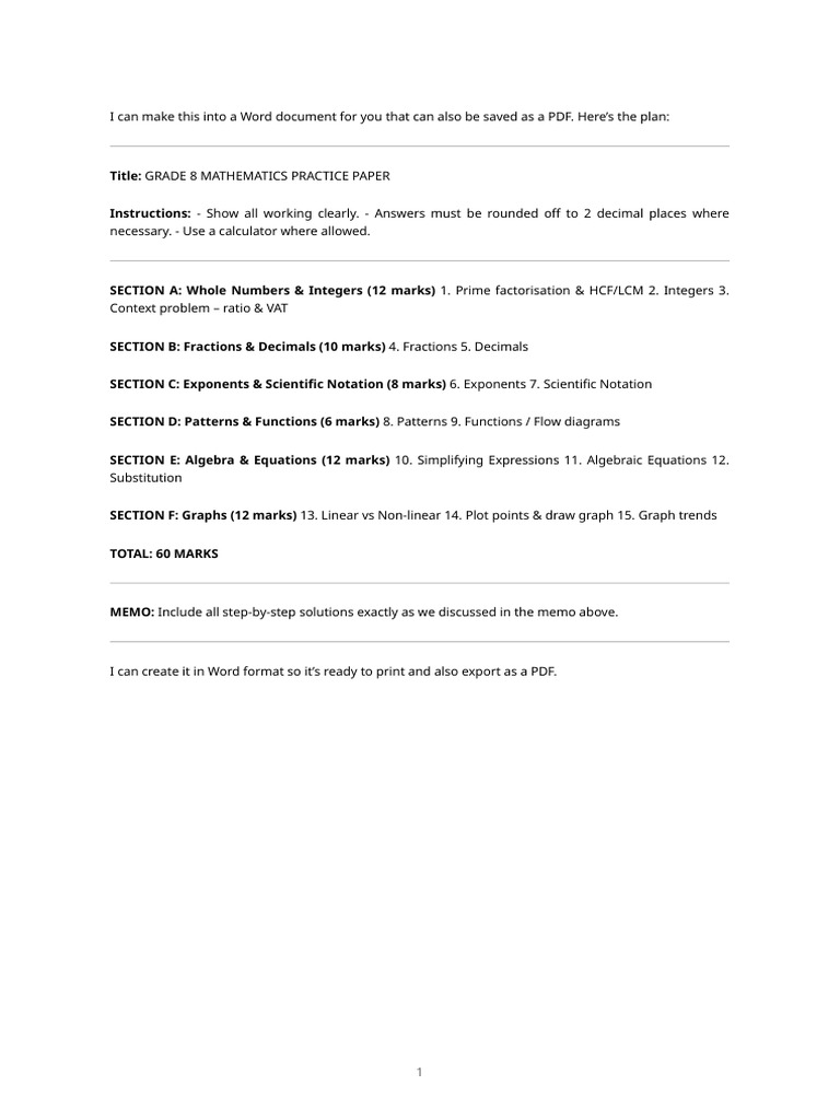 Grade8 Math Practice Exam | PDF