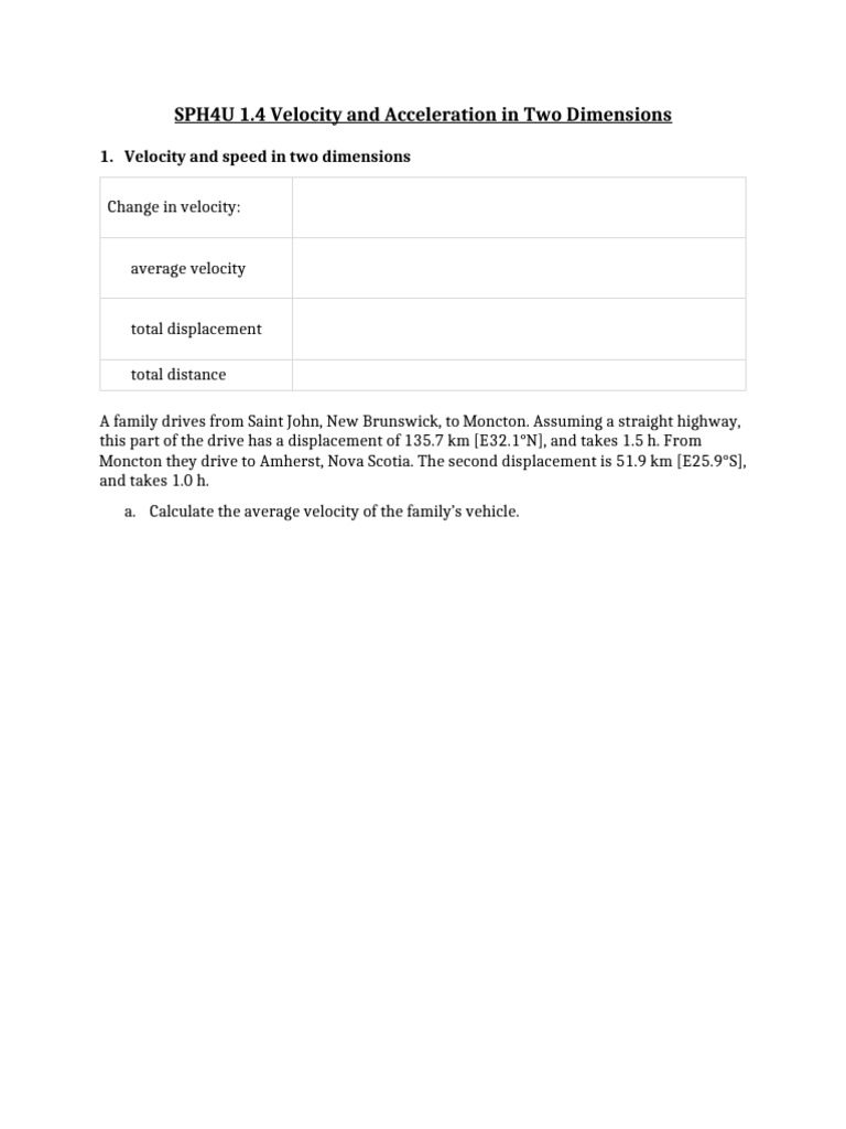 Velocity and Acceleration in 2D Physics | PDF