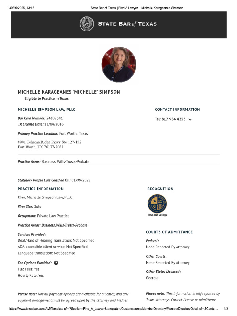 Michelle Simpson Law, PLLC License | PDF