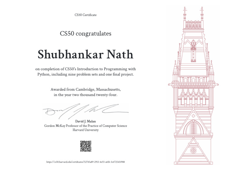 CS50 Python Programming Certificate | PDF