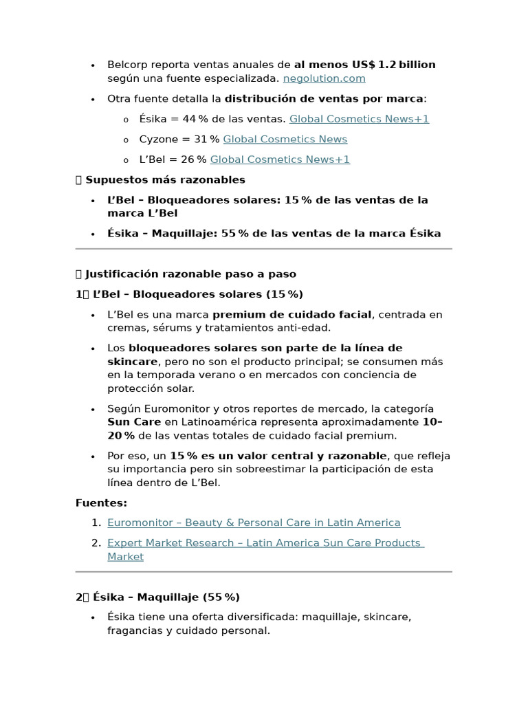 Belcorp Reporta Ventas Anuales de Al Menos US | PDF | Margen bruto ...