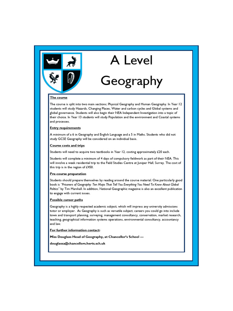 A Level Geography Course Overview | PDF