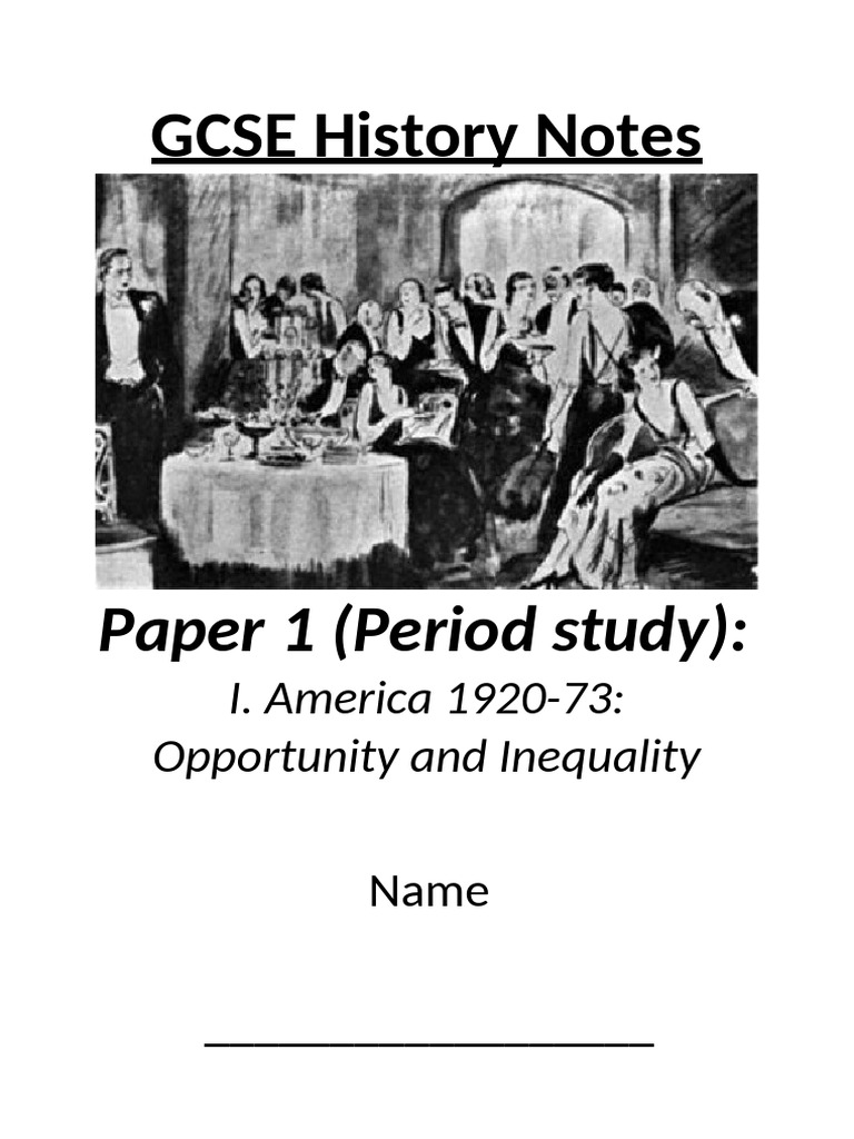 GCSE History: USA 1920-1973 Overview | PDF | Prohibition | United ...