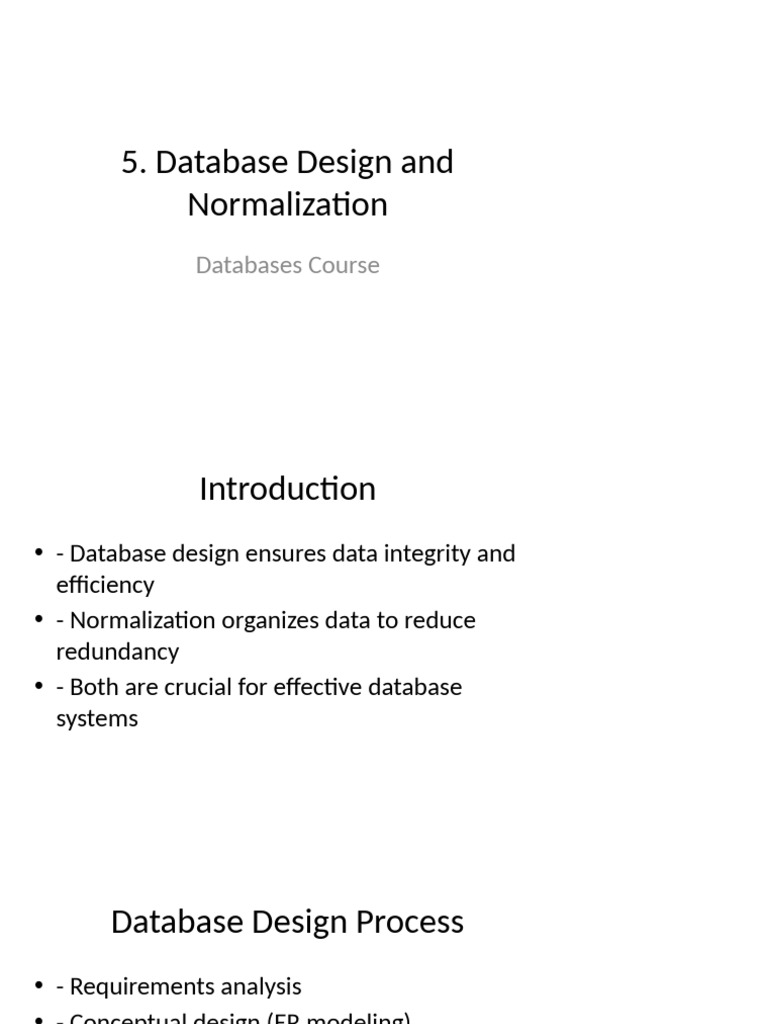 5 Database Design and Normalization | PDF
