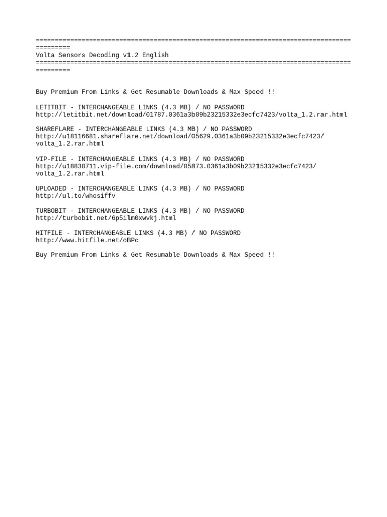 Volta Sensors Decoding v1.2 Download Links | PDF