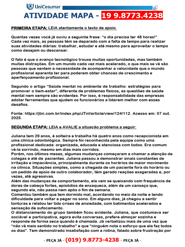 MAPA - PRIMEIRA ETAPA LEIA Atentamente o Texto de Apoio. Quantas Vezes Você Já Ouviu a Seguinte ...