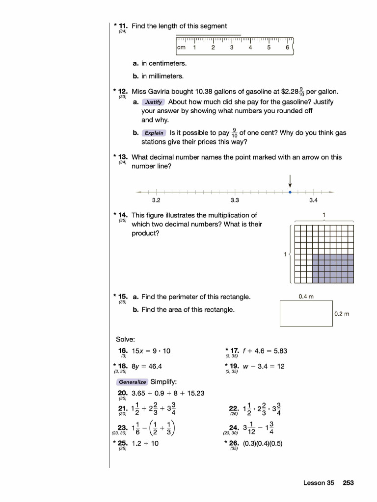 Saxon Math Lesson 35 | PDF