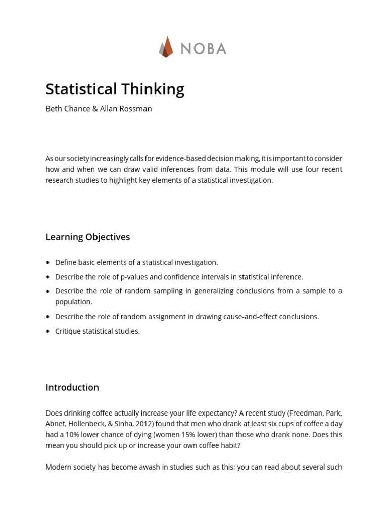 Statistical Thinking | PDF | Statistics | Sampling (Statistics)