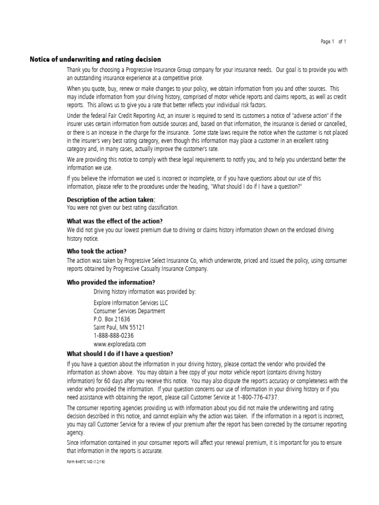 Notice of Insurance Rating Decision | PDF | Insurance | Underwriting