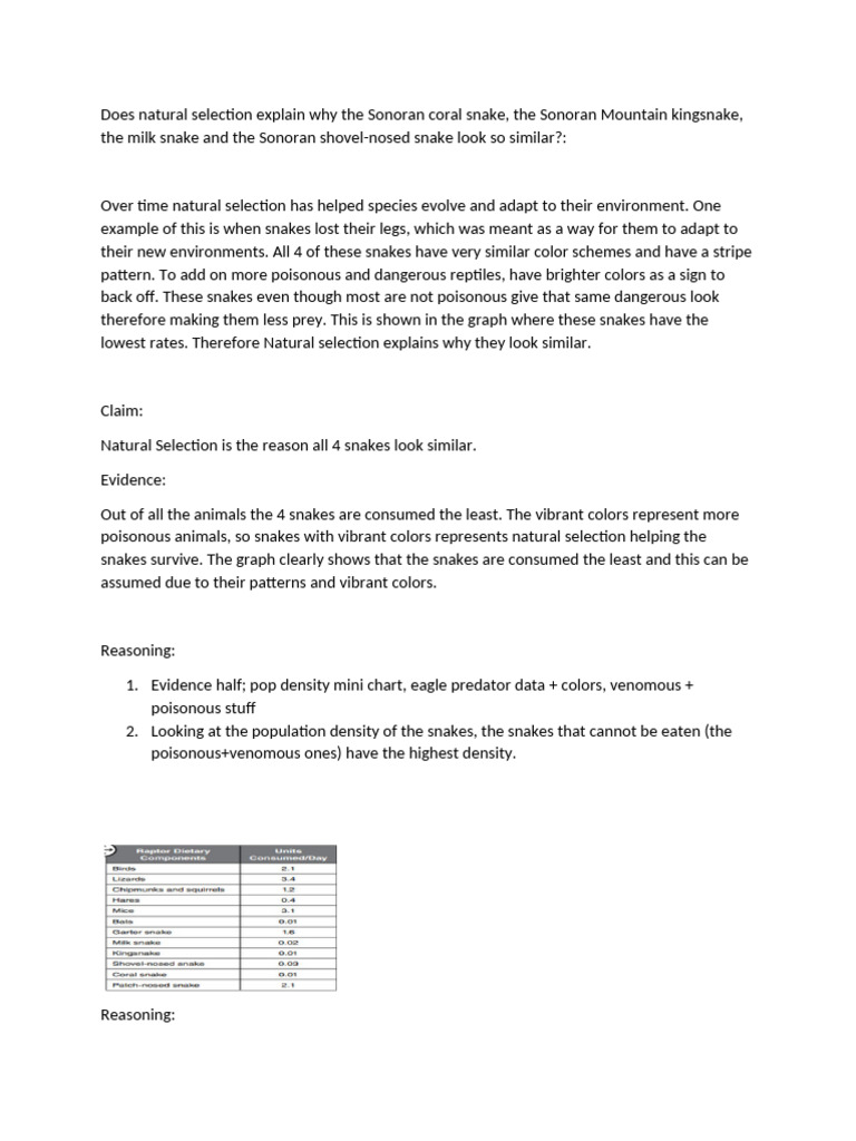 Science Natural Selection Snakes | PDF