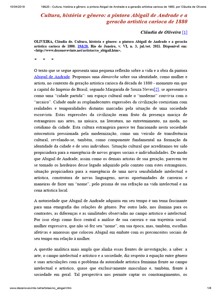 Abigail de Andrade: Arte e Gênero no Rio 1880 | PDF