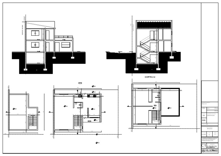 Corte, Vista y Planta c1 | PDF