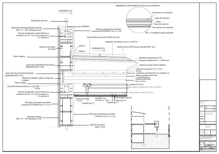 Corte Baranda | PDF | Materiales | Ingeniería de Edificación