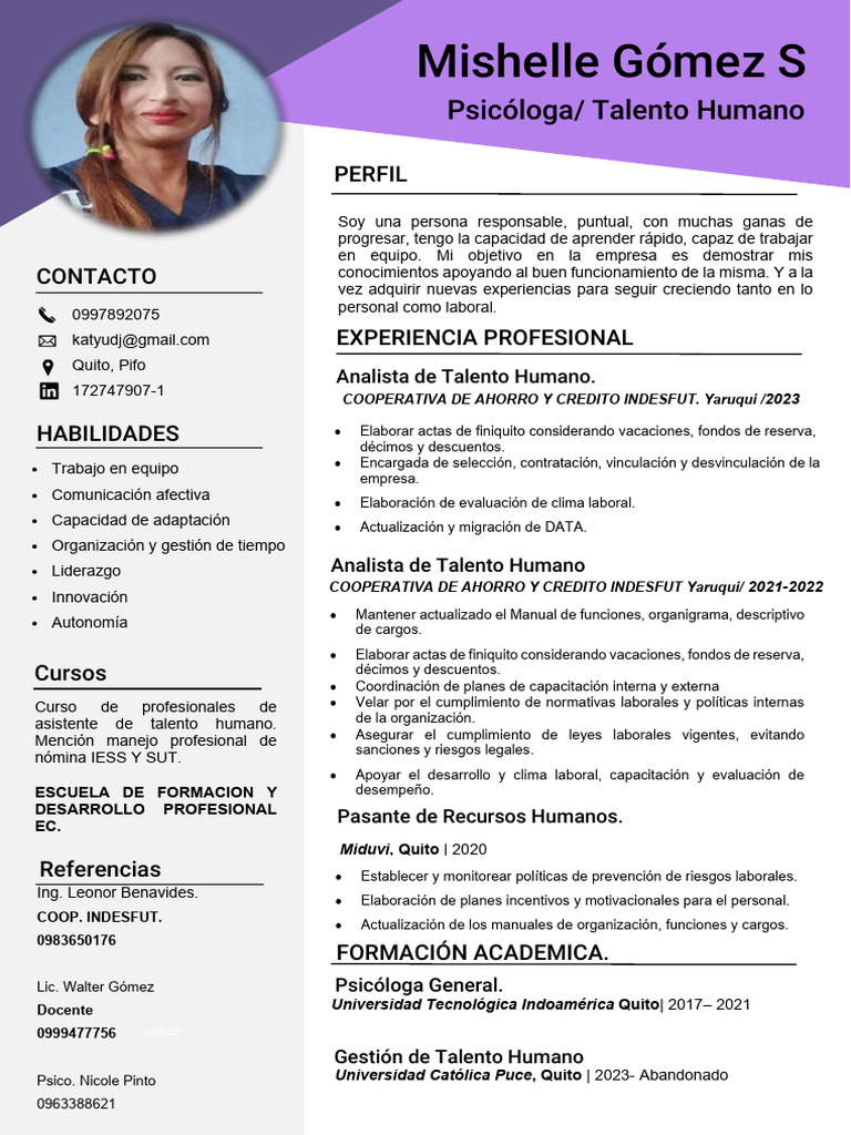 Mishelle Gomez Pifo | PDF | Gestión de recursos humanos | Business