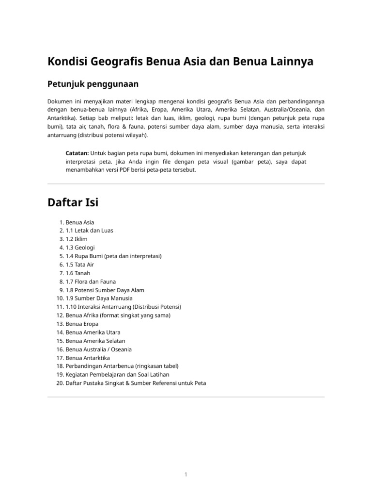 Geografi Benua Asia dan Perbandingan | PDF