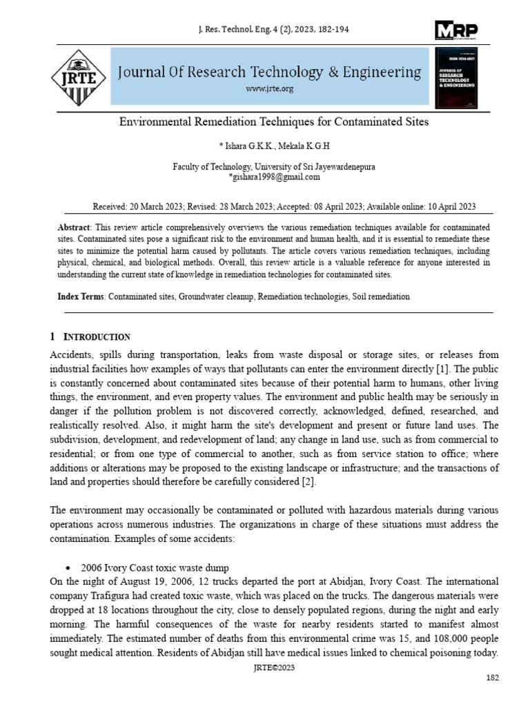 Environmental Remediation Techniques For | PDF | Environmental ...