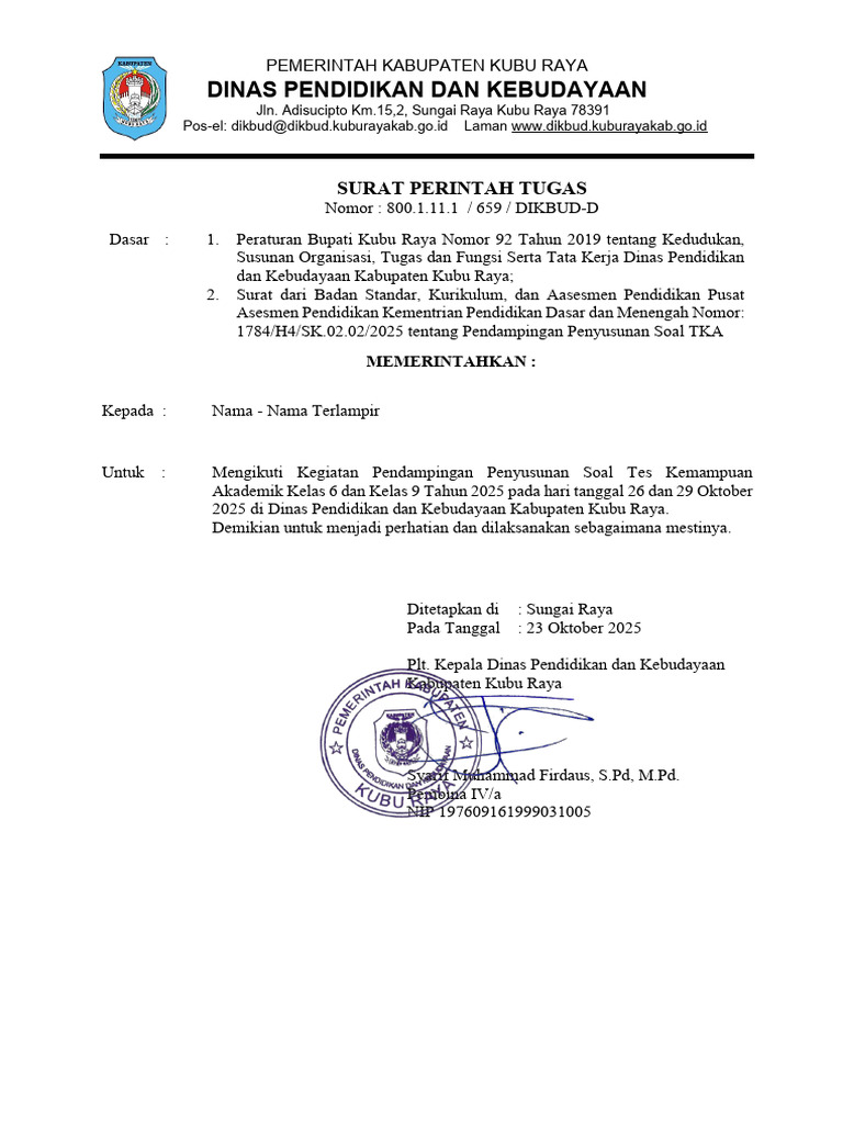 St. Penulis Dan Penelaah Soal Tka Th 2025 | PDF
