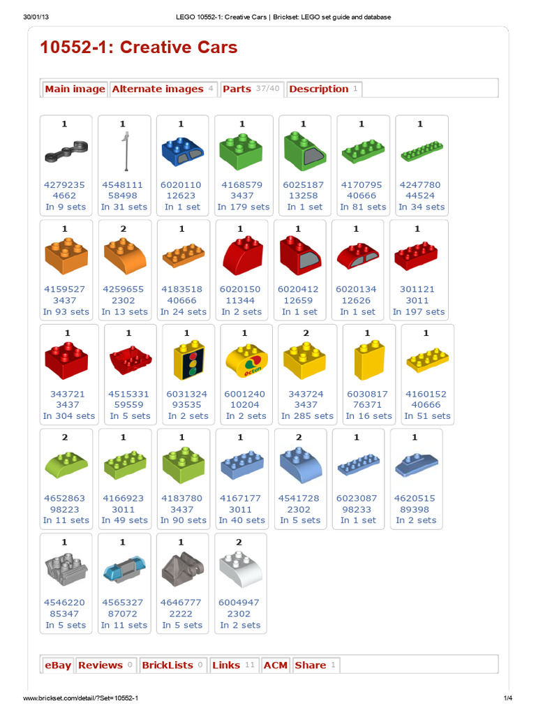 LEGO 10552-1 - Creative Cars - Brickset - LEGO Set Guide and Database | PDF