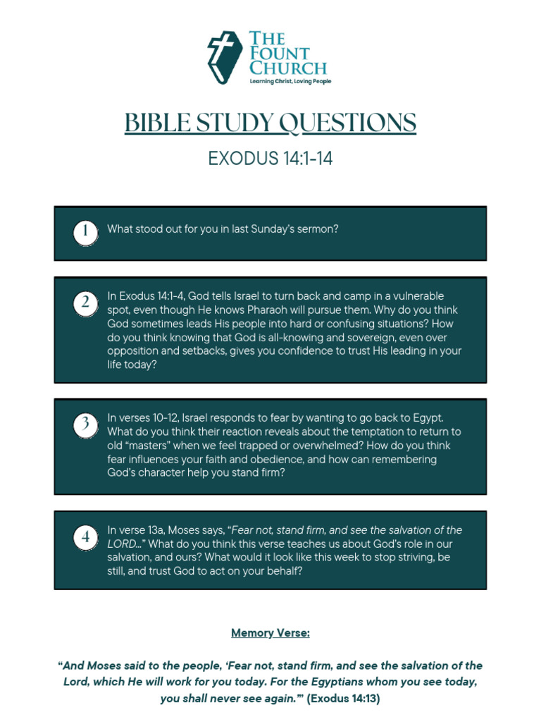 Exodus 14: Bible Study Questions | PDF