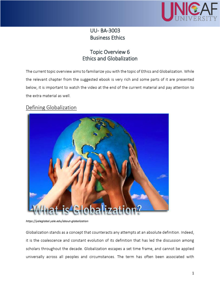 Week 6 - Ethics and Globalization | PDF | Globalization | Free Market