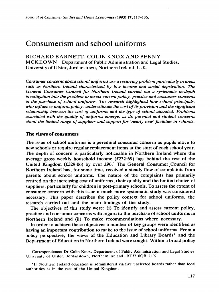 Consumerism and School Uniforms | PDF | Sampling (Statistics) | Survey ...