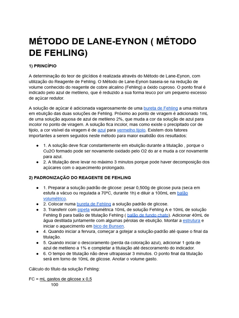 Método Lane-Eynon para Análise de Glicídios | PDF | Titulação | Química