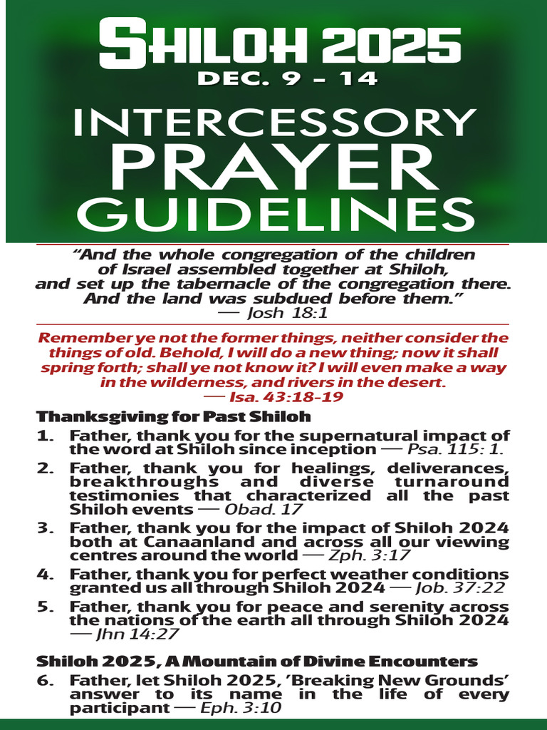 Shiloh 2025 Intercessory Prayer Guidelines. | PDF | Religious Belief And Doctrine