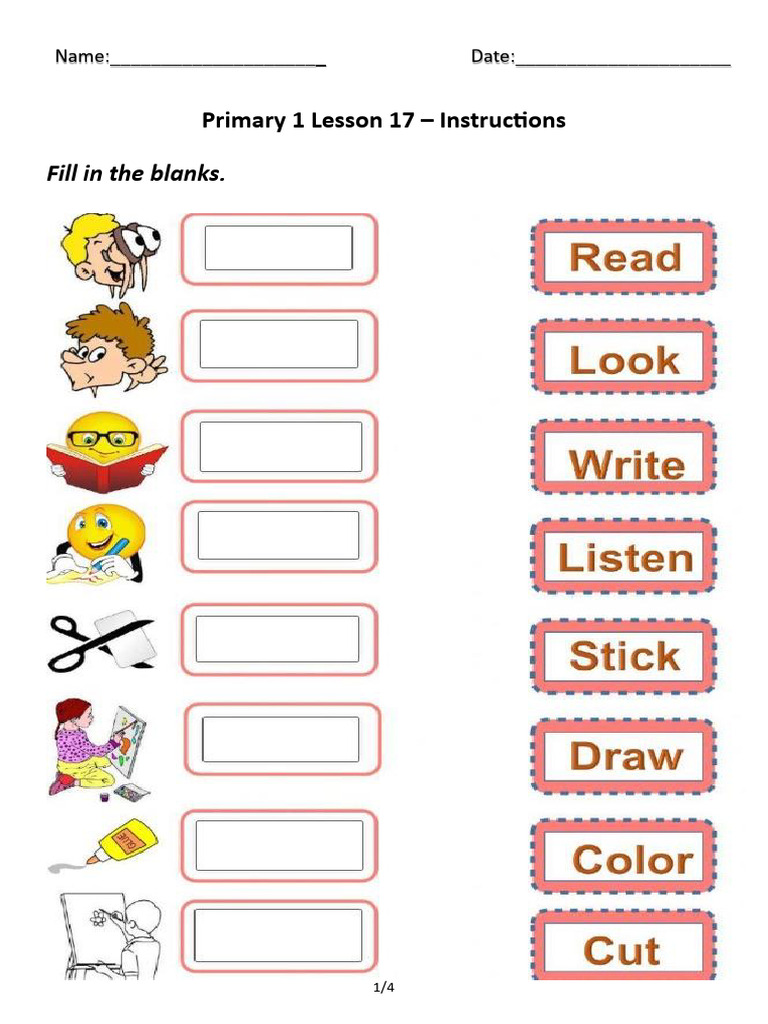 雙面彩色4份Primary 1 Lesson 17 | PDF