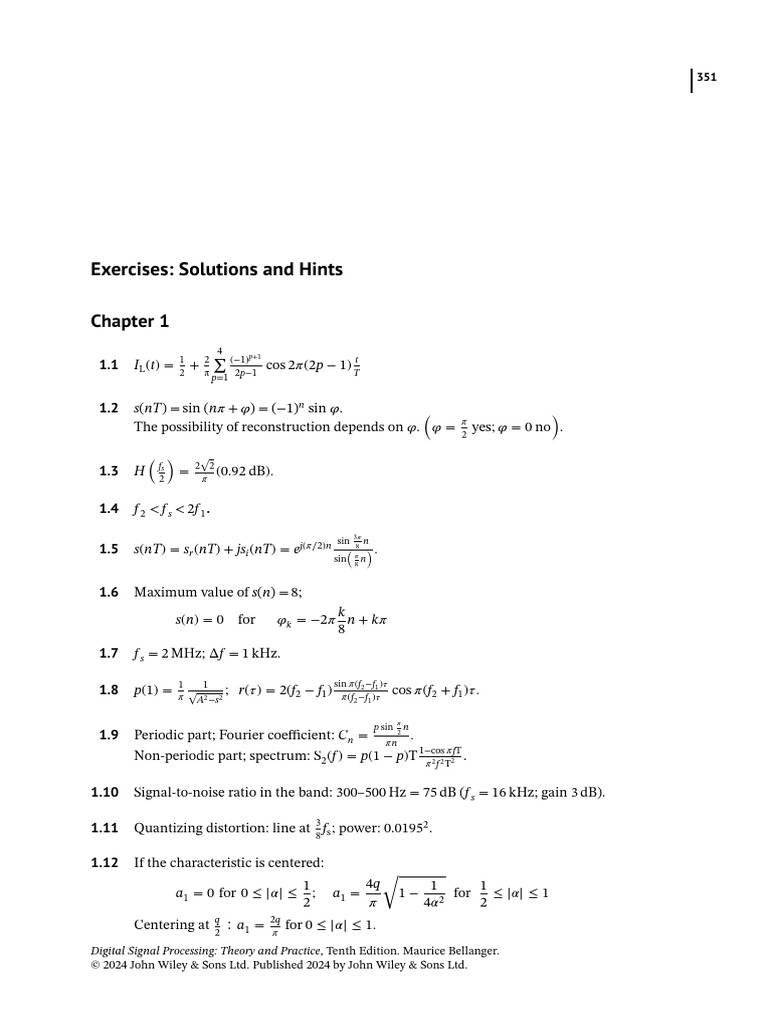 Digital Signal Processing - 2024 - Bellanger - Exercises Solutions and ...
