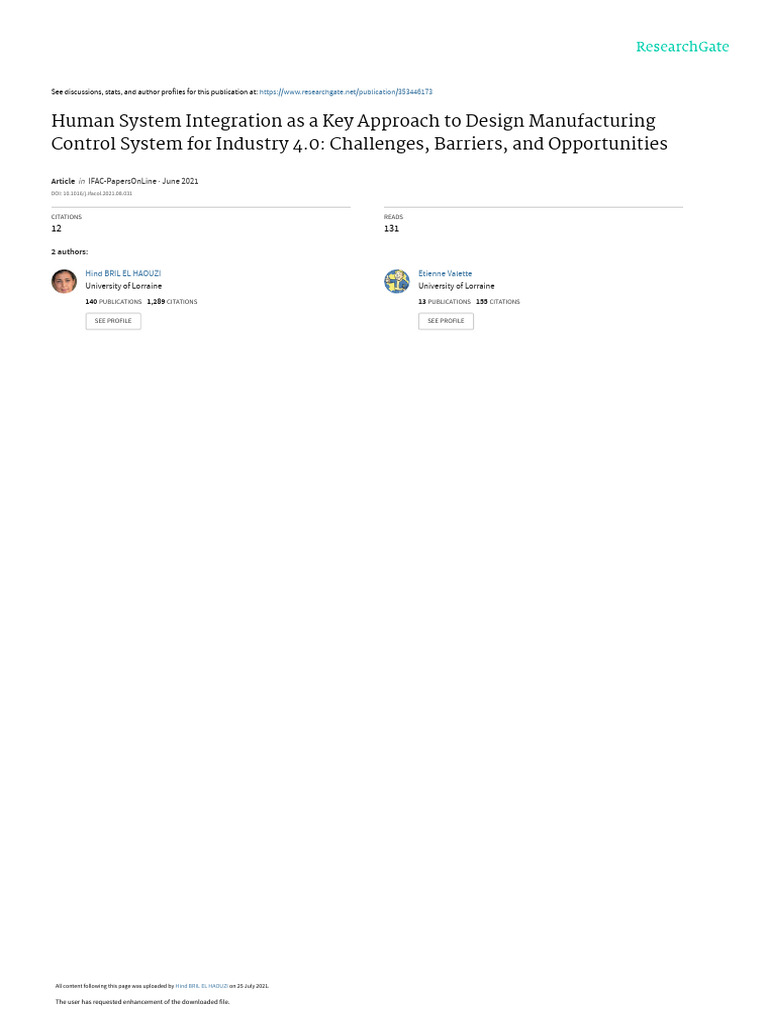 Human System Integration As A Key Approach To Design Manufacturing ...