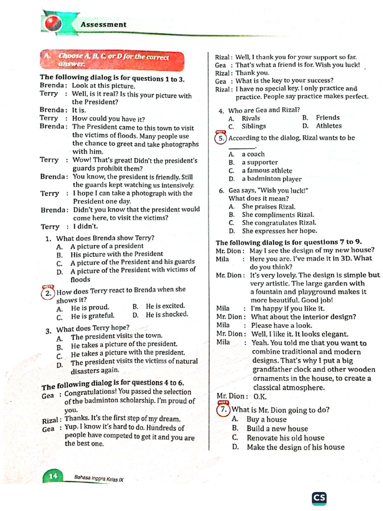 Assessment Chapter 1 - 9 Grade | PDF