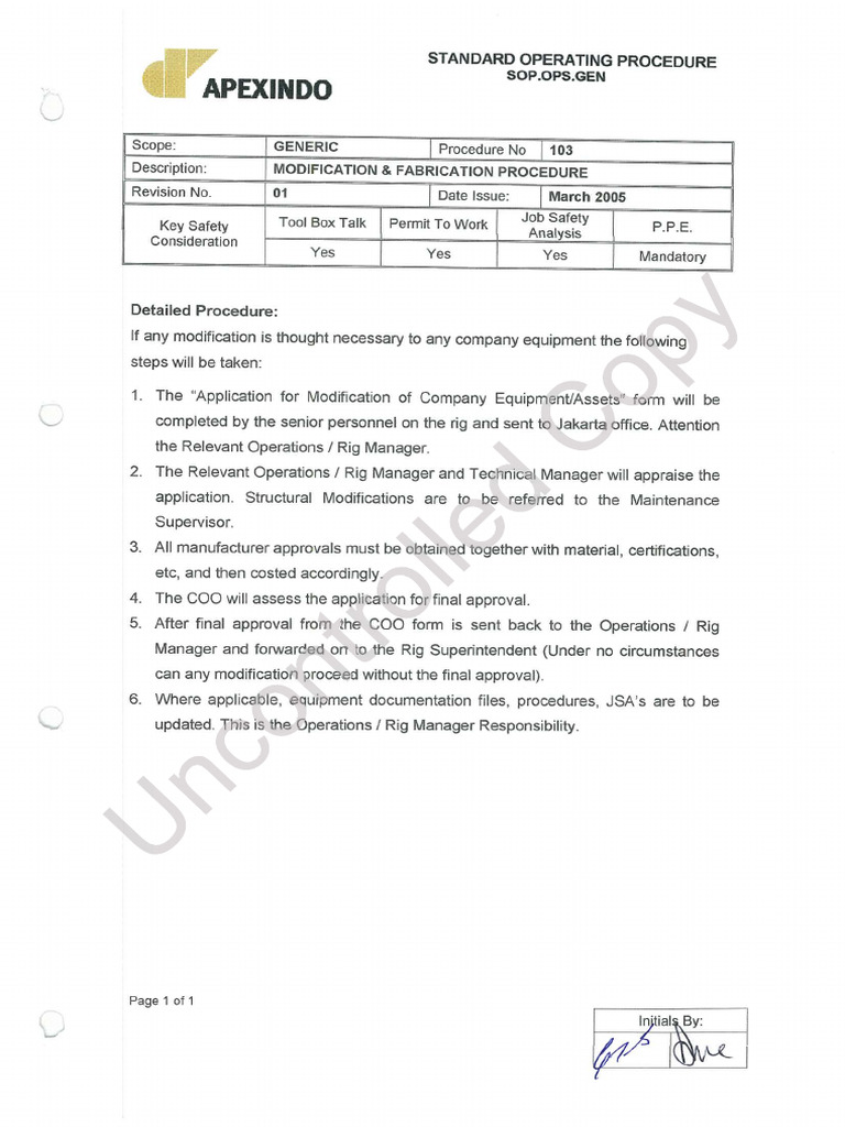 N.103 Modification & Fabrication Procedure Rev. 01 | PDF