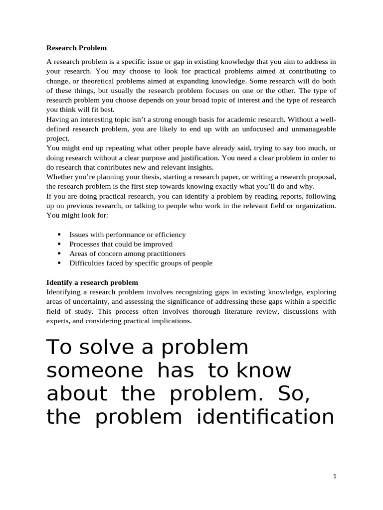 LEC 2. Identification of the Scientific Problem and Preparation of Research Question | PDF ...
