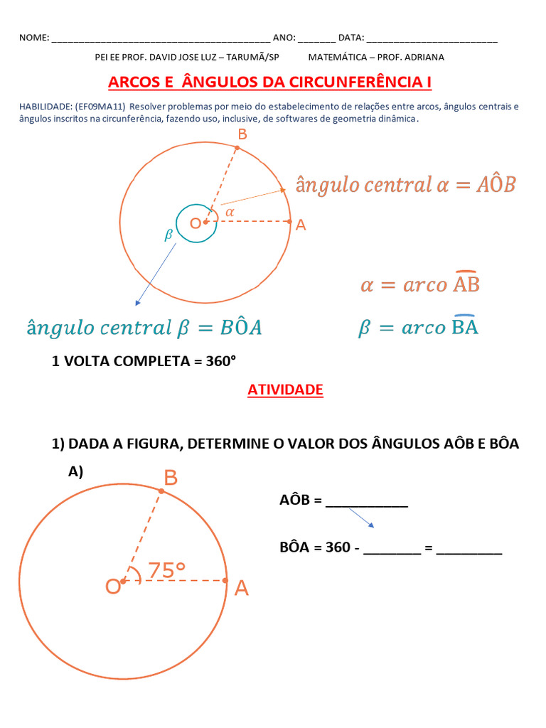 2. Arcos e Ângulos Da Circunferência I | PDF