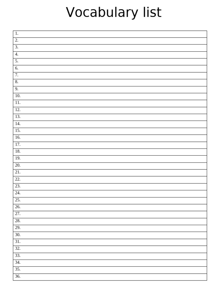 Bản sao Vocabulary list A4: 70 vocab 2 | PDF