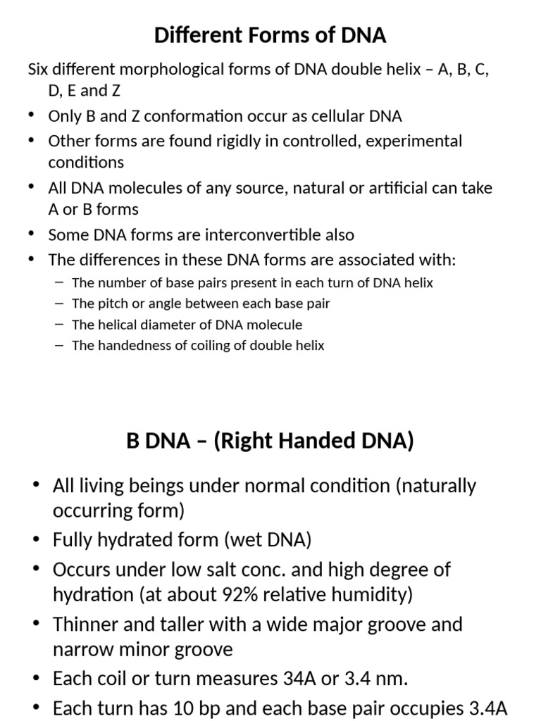 Unit1-Diff Forms of DNA | PDF | Nucleic Acid Double Helix | Dna