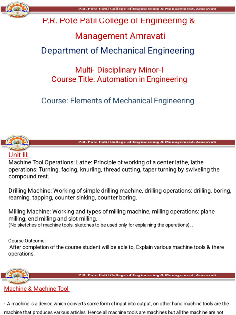 Unit III | PDF | Machining | Machine Tool
