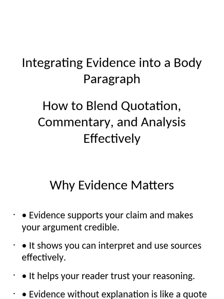 Integrating Evidence Body Paragraphs | PDF