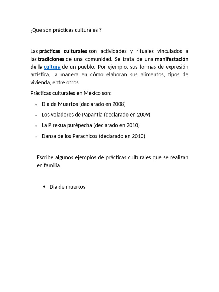 Prácticas culturales y su significado | PDF