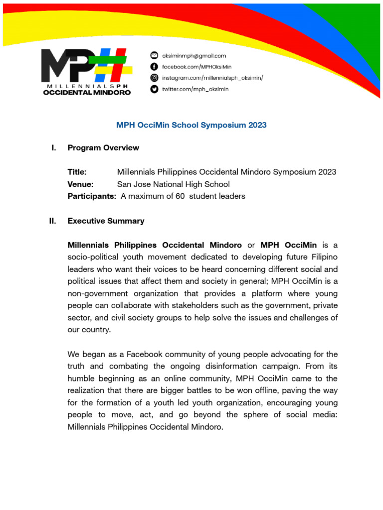 (PRIMER) School Symposium - Millennials Philippines Occidental Mindoro ...