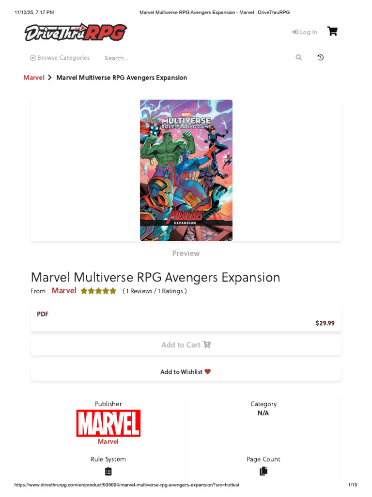 Marvel Multiverse RPG Avengers Expansion - Marvel - DriveThruRPG | PDF ...