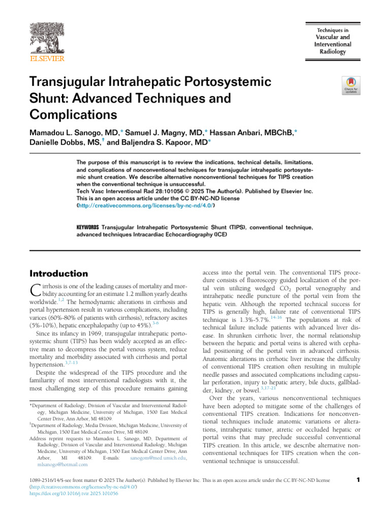 ICE Catheter Use in TIPS Procedures | PDF | Cirrhosis | Liver