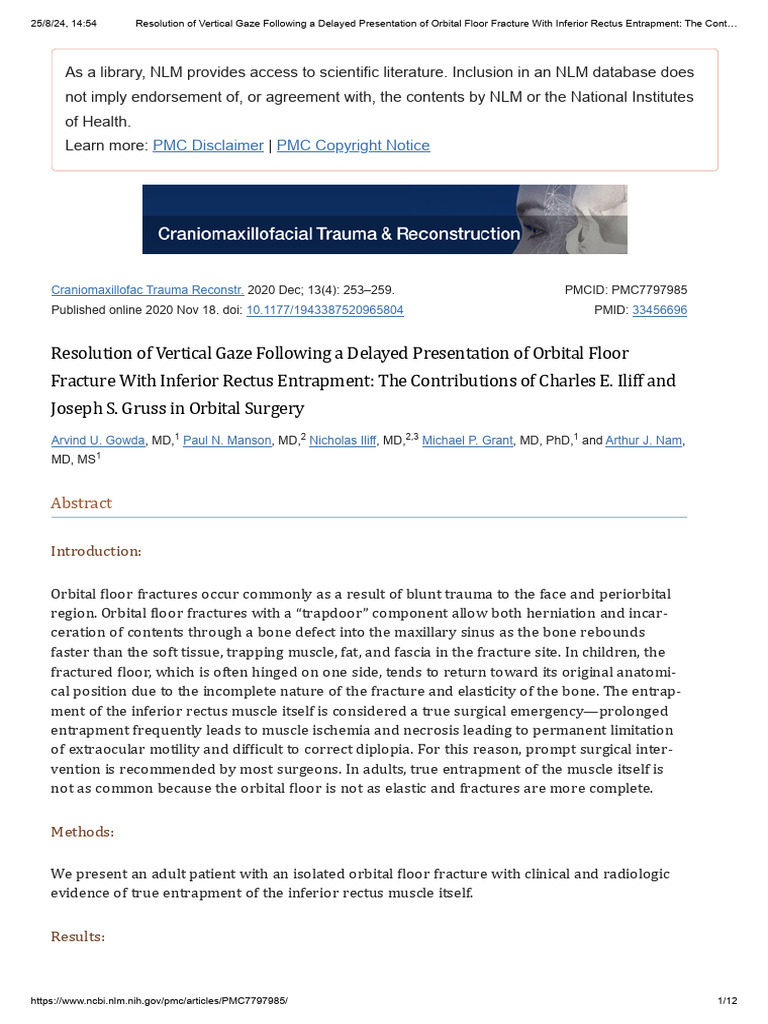 Orbital Floor Fracture: Inferior Rectus Case Study | PDF | Surgical ...
