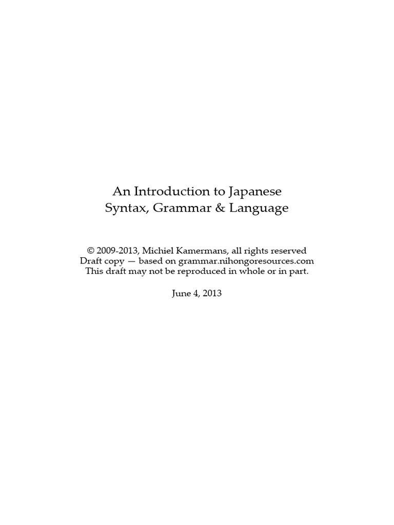 An Introduction To Japanese - Syntax, Grammar & Language - Pomax ...