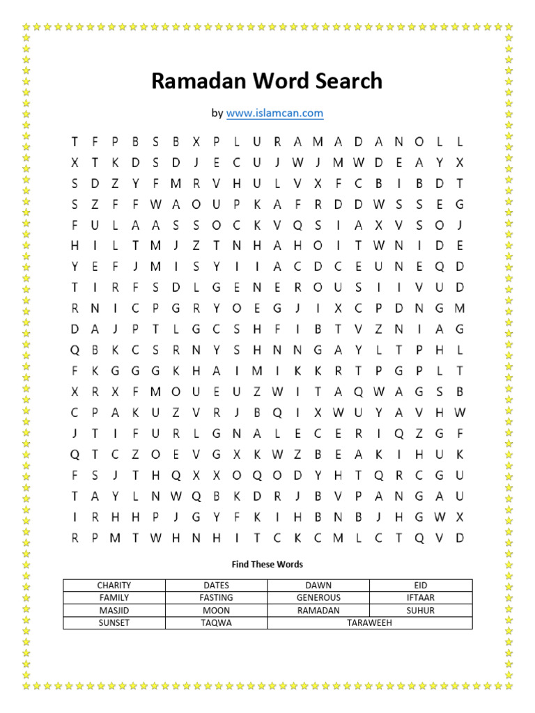 Ramadan Word Search Puzzle | PDF