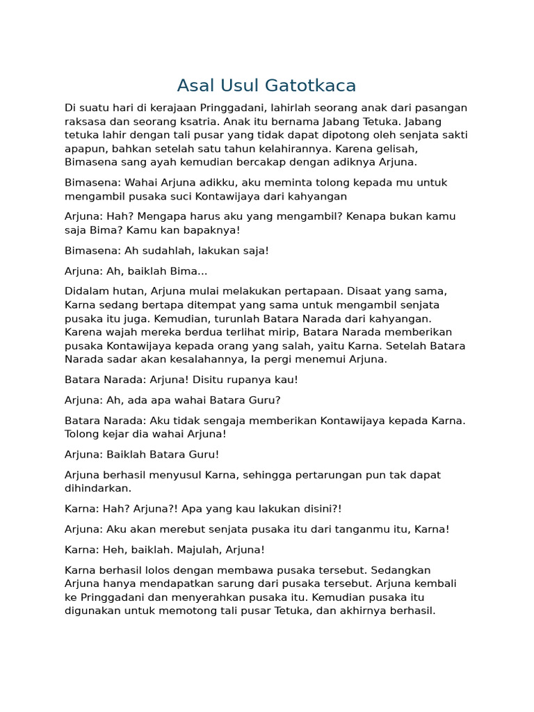 Asal Usul Gatotkaca | PDF