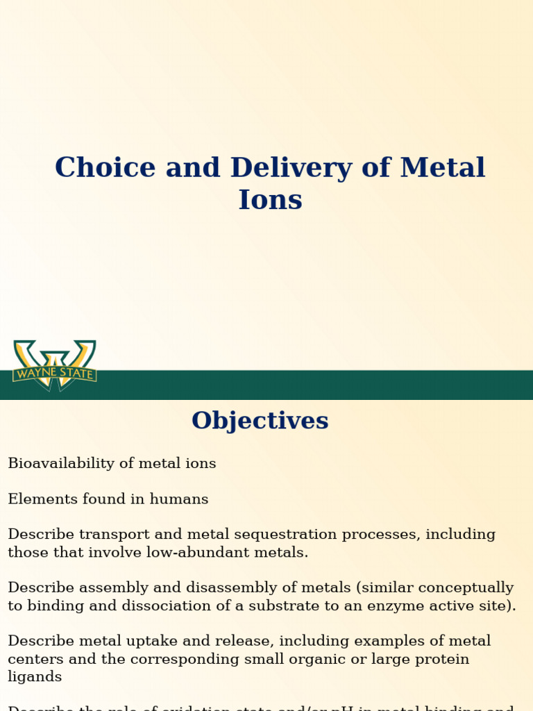 Choice and Delivery of Metal Ions Solution | PDF | Nutrients | Iron
