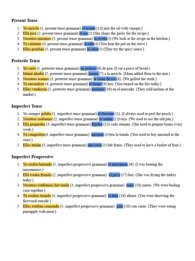Spanish Verb Tenses Explained | PDF